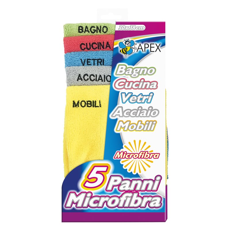 1PZ PANNI MICROFIBRA IN SET set 5 pezzi