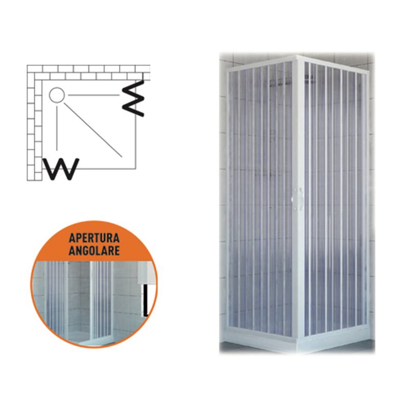 Box doccia Brixo PVC Marlin in PVC Altezza 185 cm Larghezza 80/90 x 80/ ...